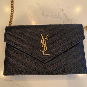 Yves Saint Laurent Bags | Ysl Envelop Wallet With Chain In Pink And ...